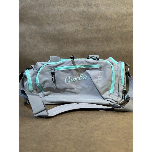 Cabela's | Bags | Cabelas Catch All Gear 6 Pockets Gray Teal Duffle Bag ...